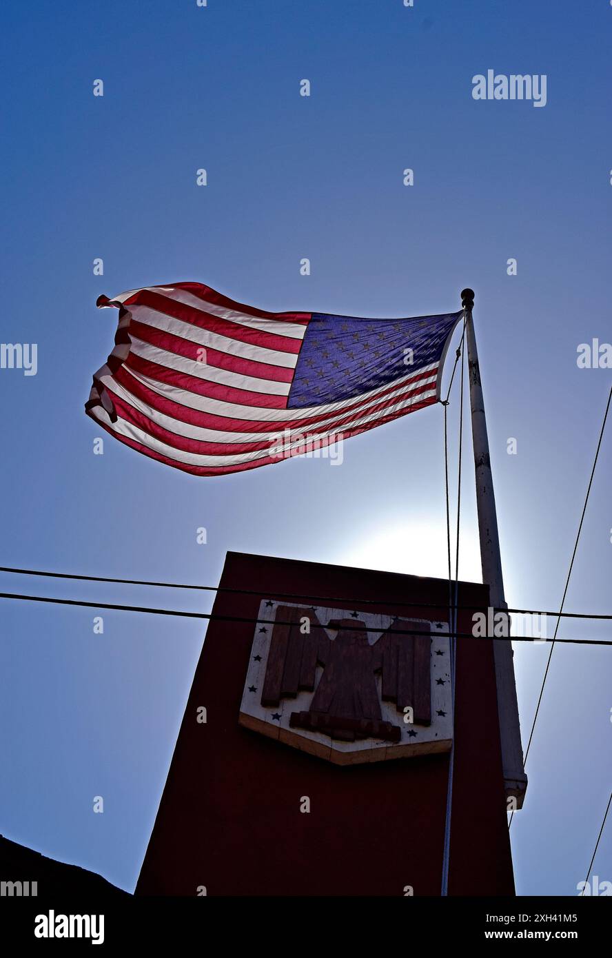 American flag flying over the US Post Office in the Niles District of ...