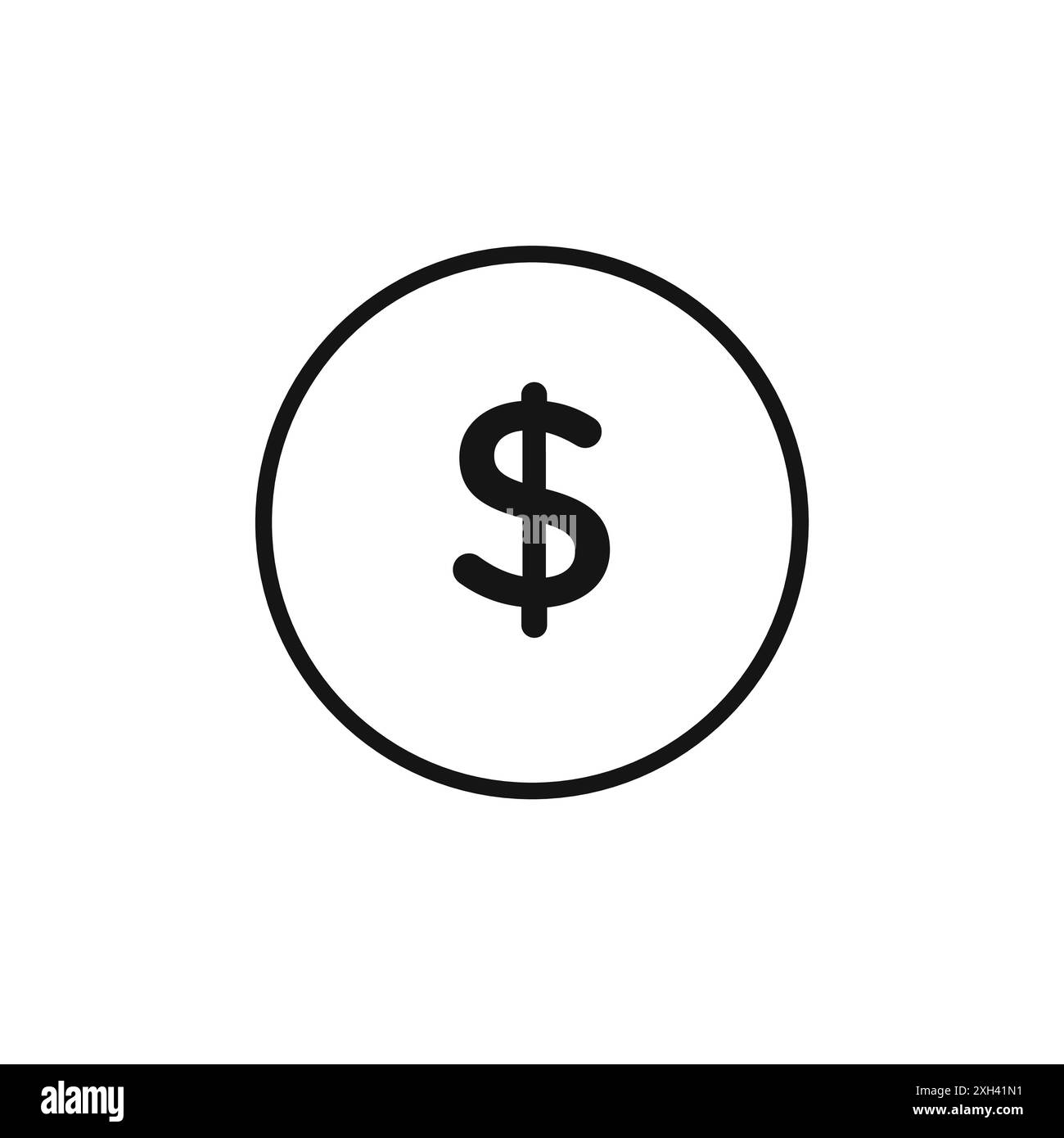 Dollar sign icon logo sign vector outline in black and white color ...