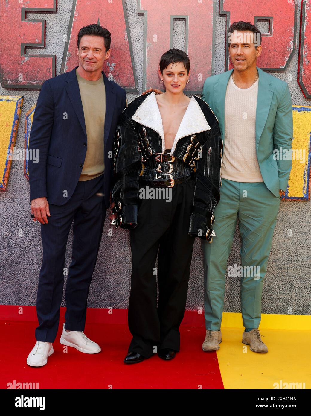 London, UK. 11th July, 2024. Hugh Jackman, Emma Corrin and Ryan ...