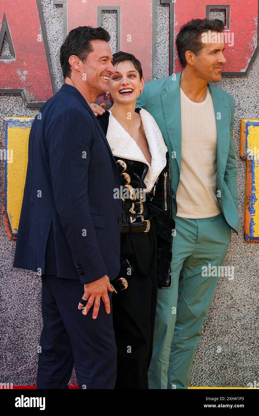 London, UK. 11th July, 2024. Hugh Jackman, Emma Corrin and Ryan ...