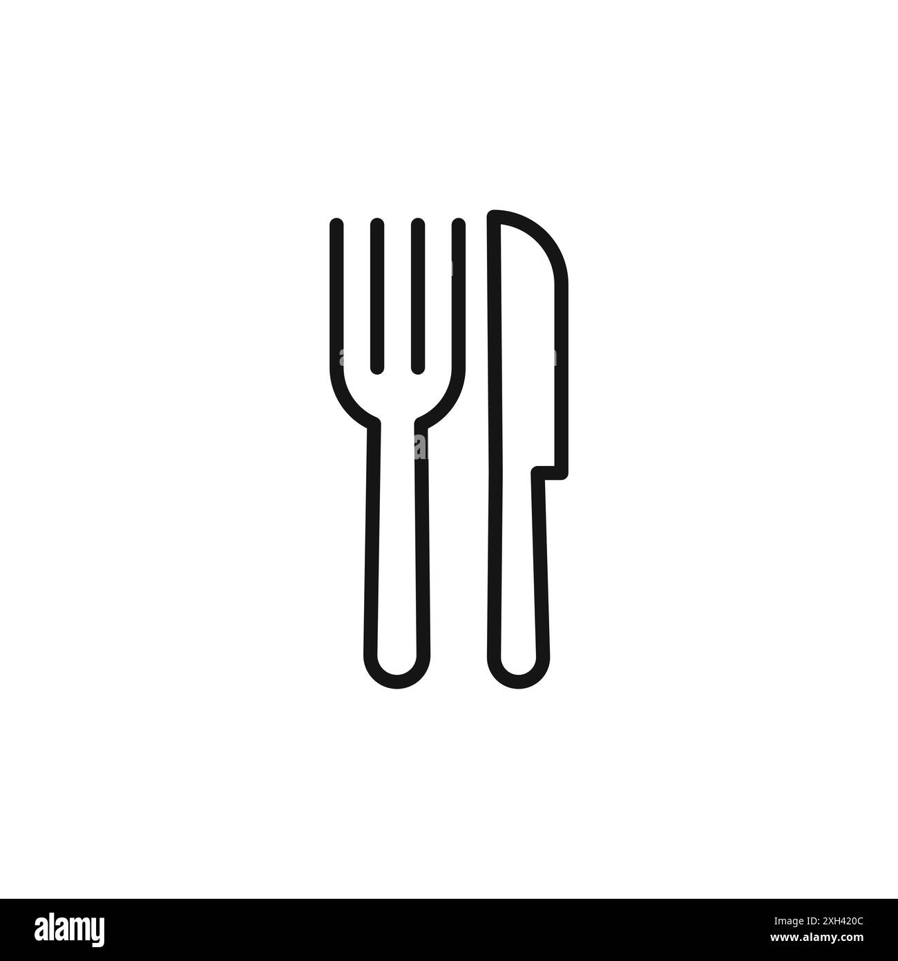 Cutlery icon logo sign vector outline in black and white color Stock ...