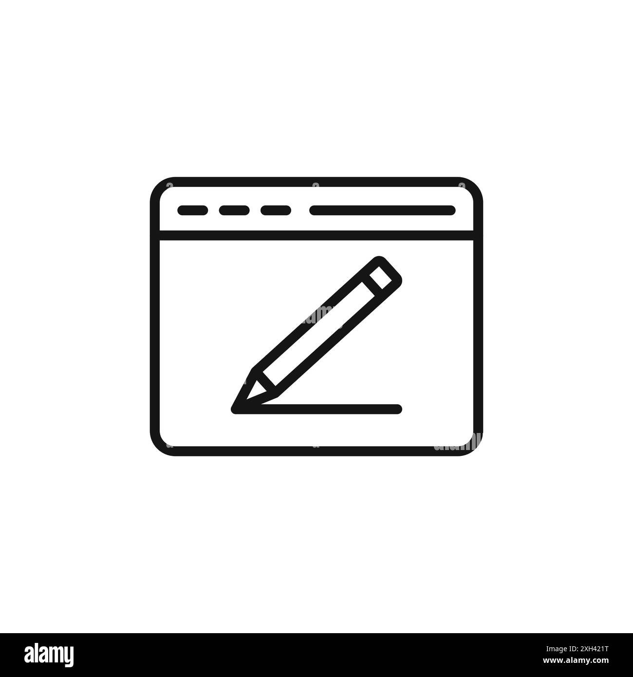 Edit Webpage icon logo sign vector outline in black and white color ...