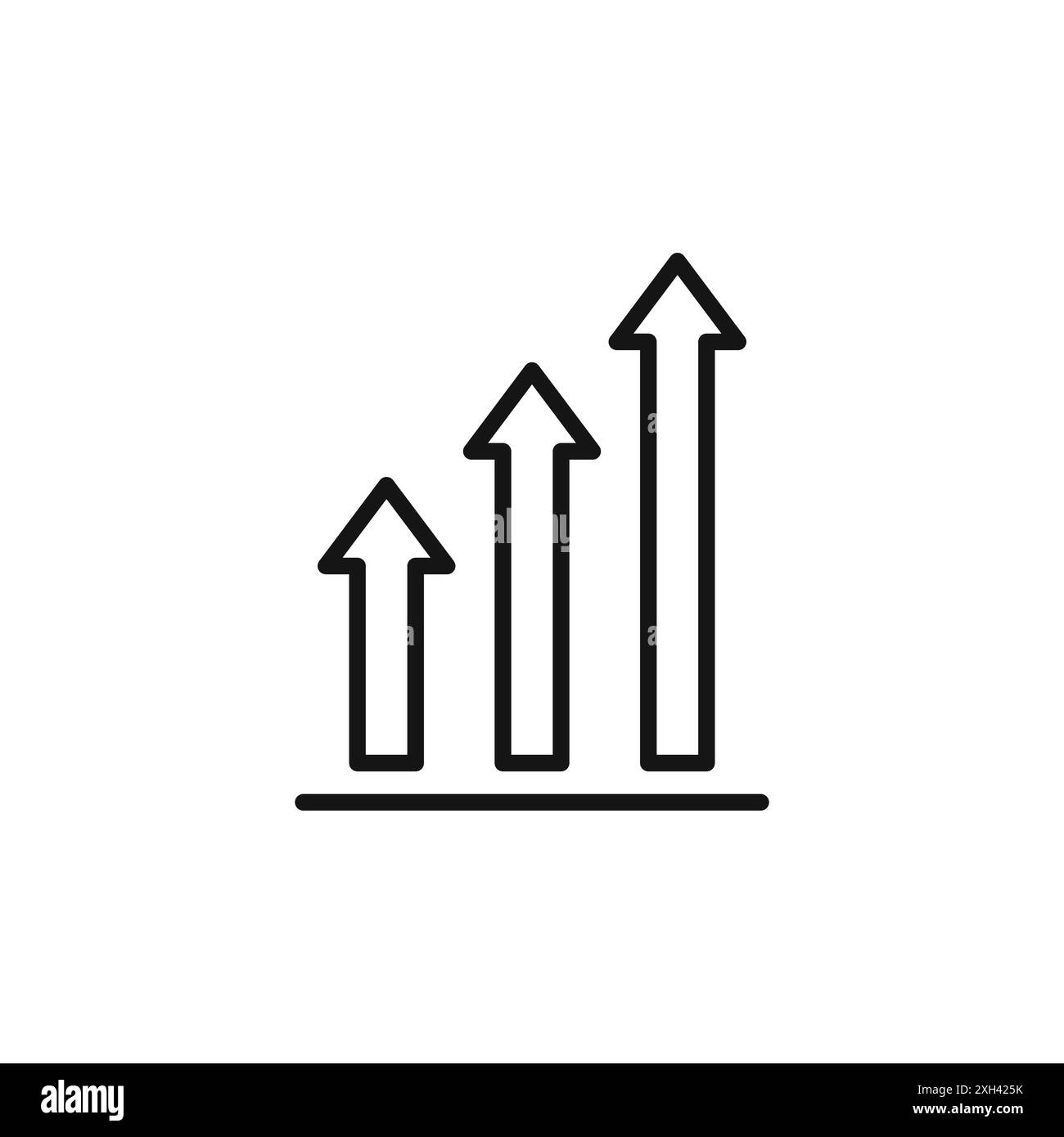 growth arrow bars icon logo sign vector outline in black and white ...