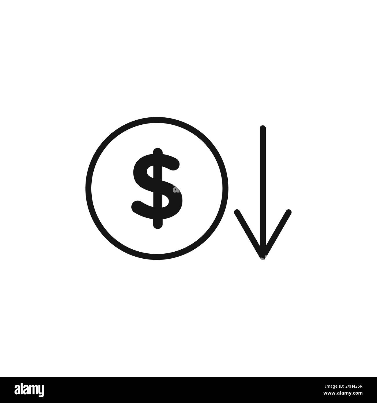 Economic Loss icon logo sign vector outline in black and white color ...