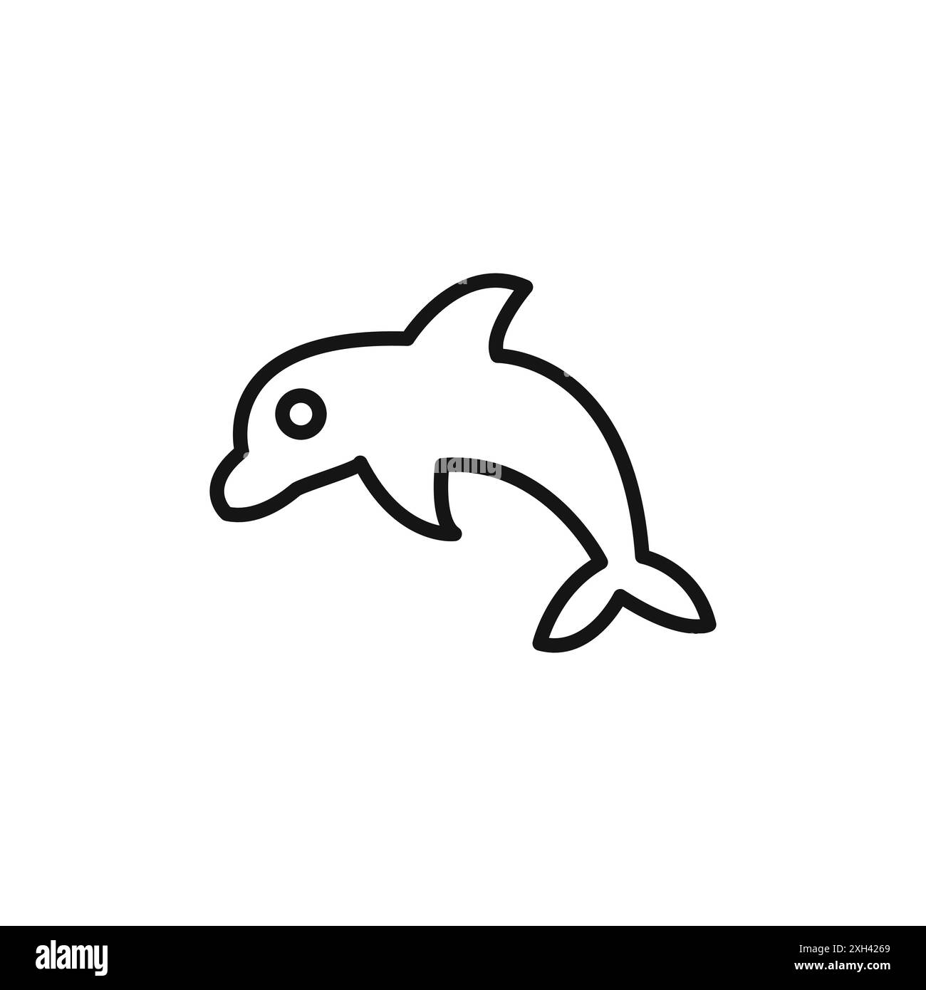Dolphin icon logo sign vector outline in black and white color Stock ...