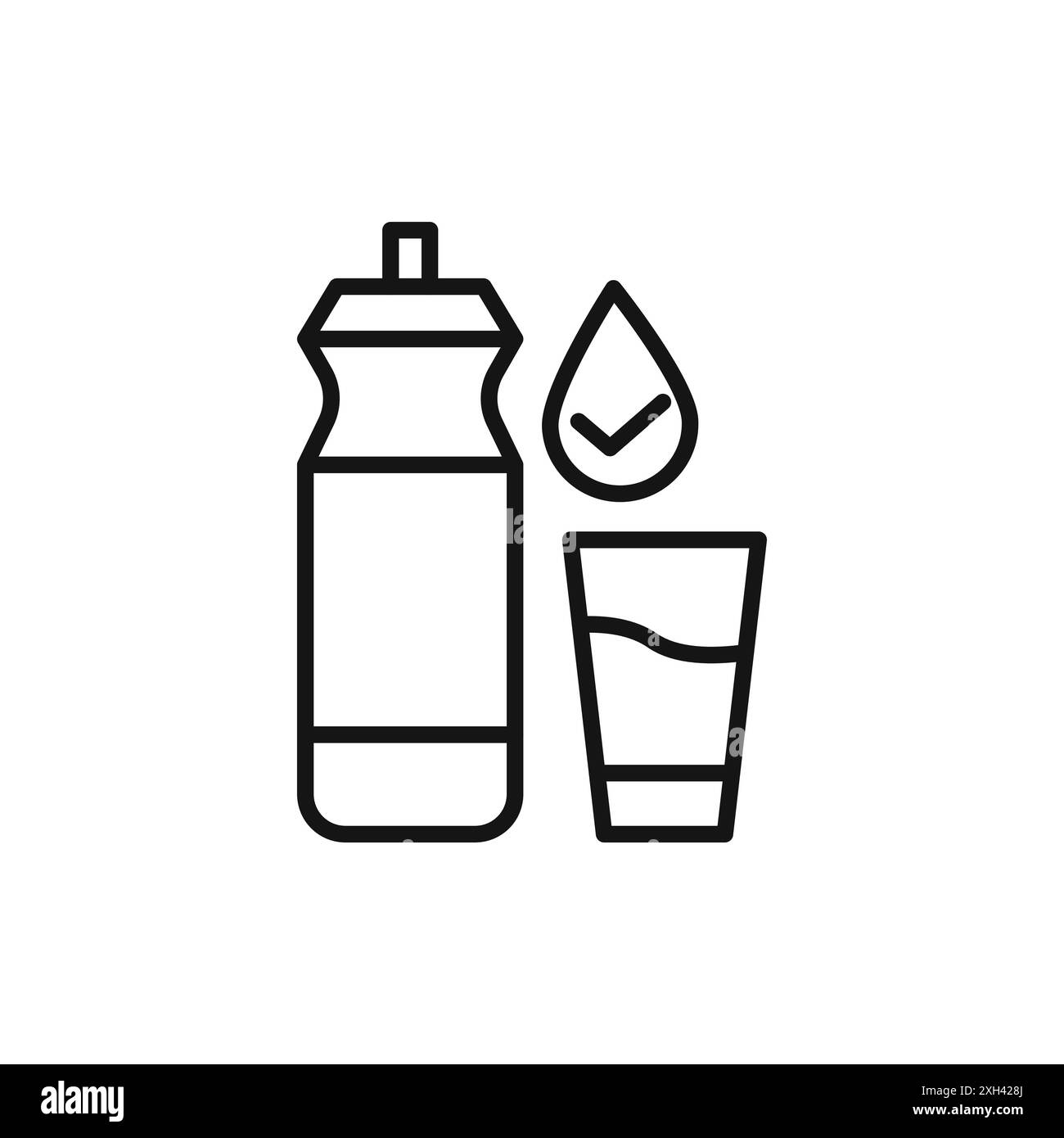 Drinking enough water icon logo sign vector outline in black and white ...