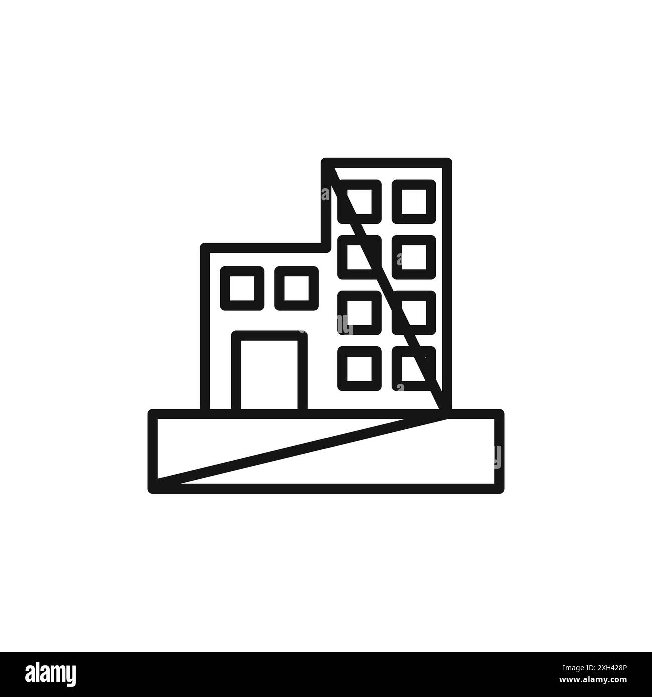 Earthquake icon logo sign vector outline in black and white color Stock ...