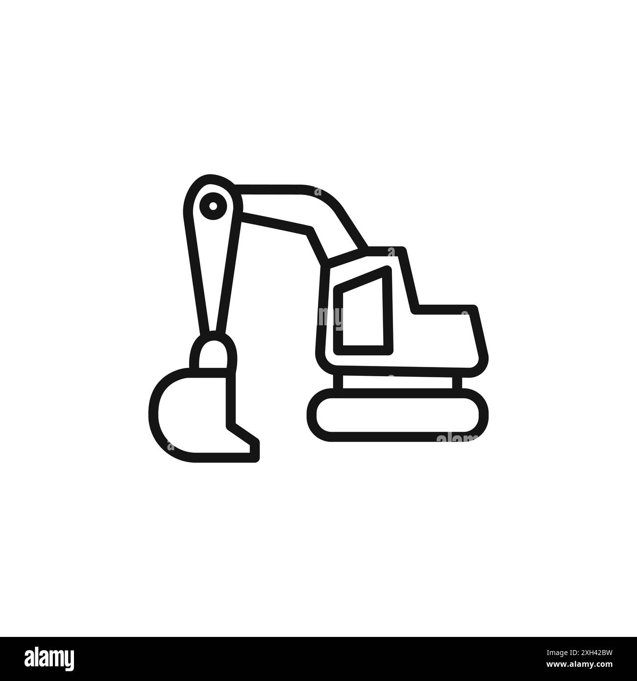 Excavator Icon logo sign vector outline in black and white color Stock ...