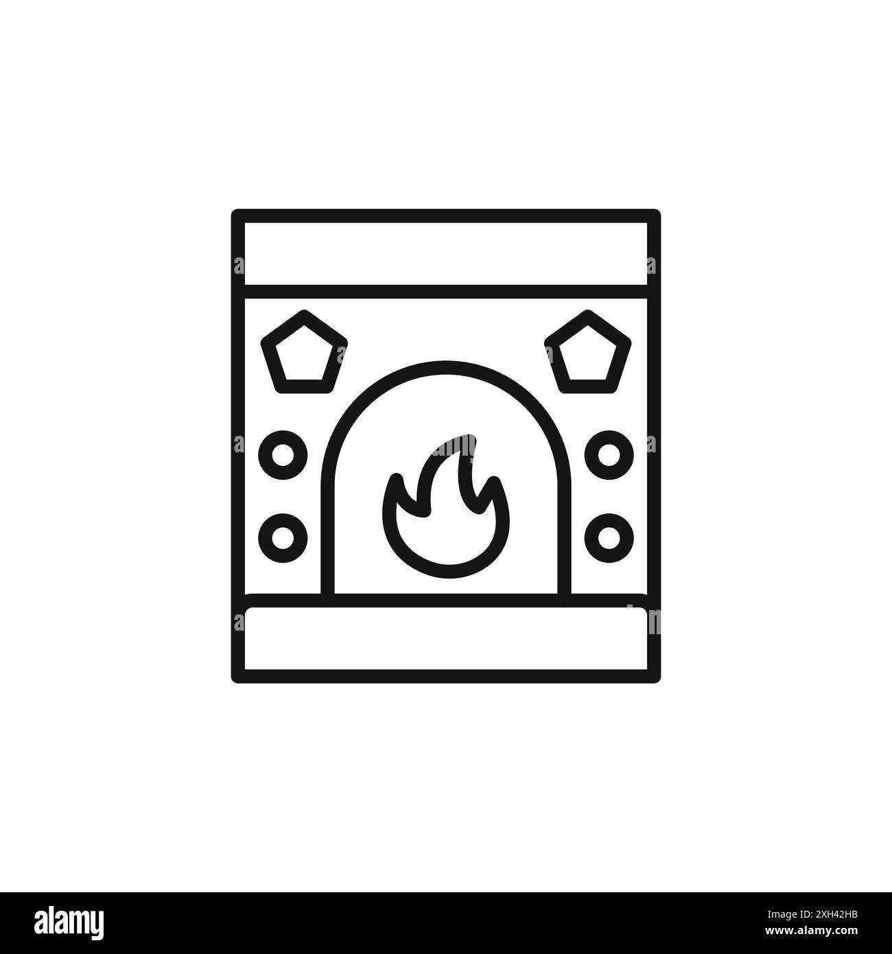 Fireplace icon logo sign vector outline in black and white color Stock ...