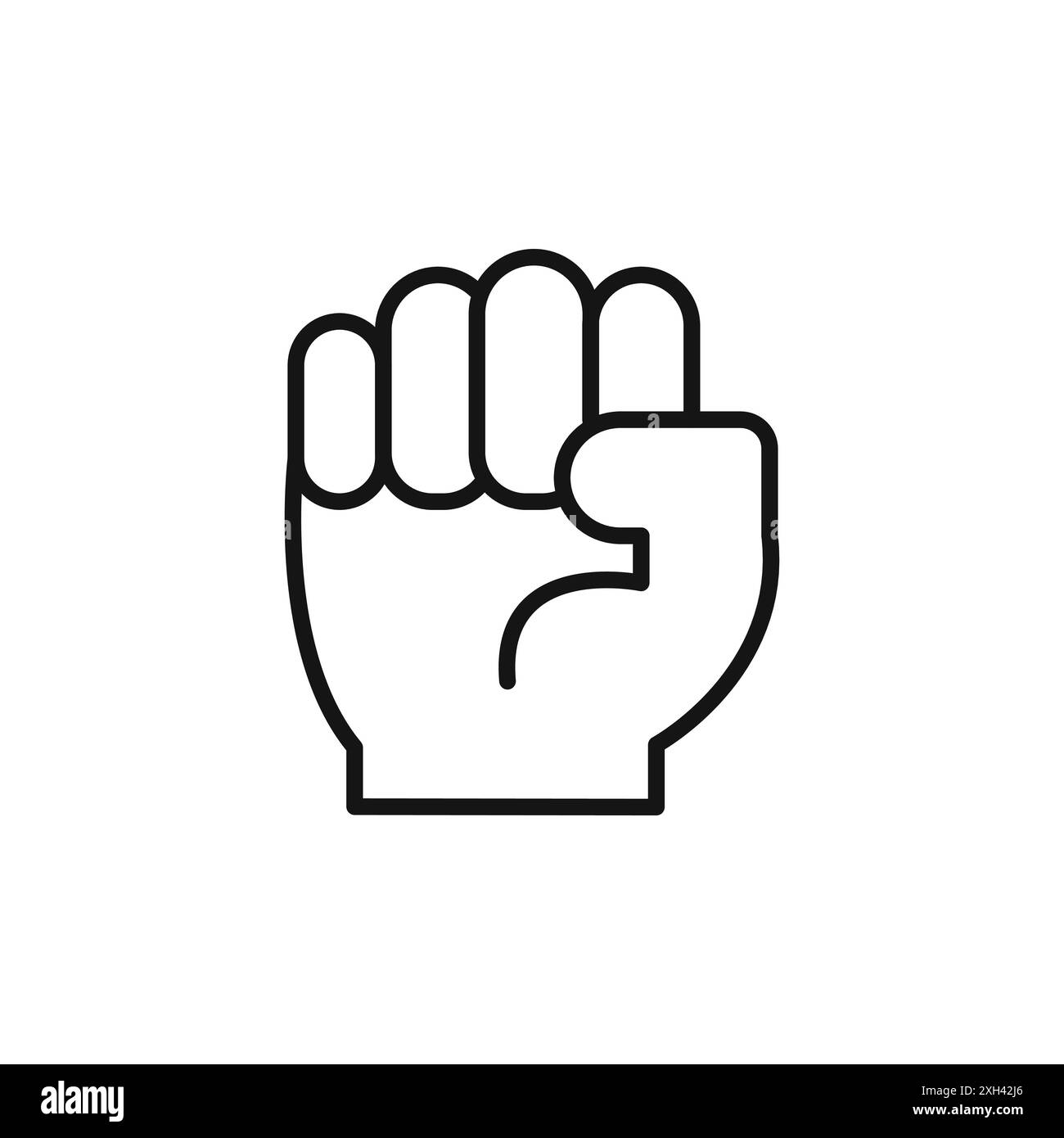 Fist icon logo sign vector outline in black and white color Stock ...
