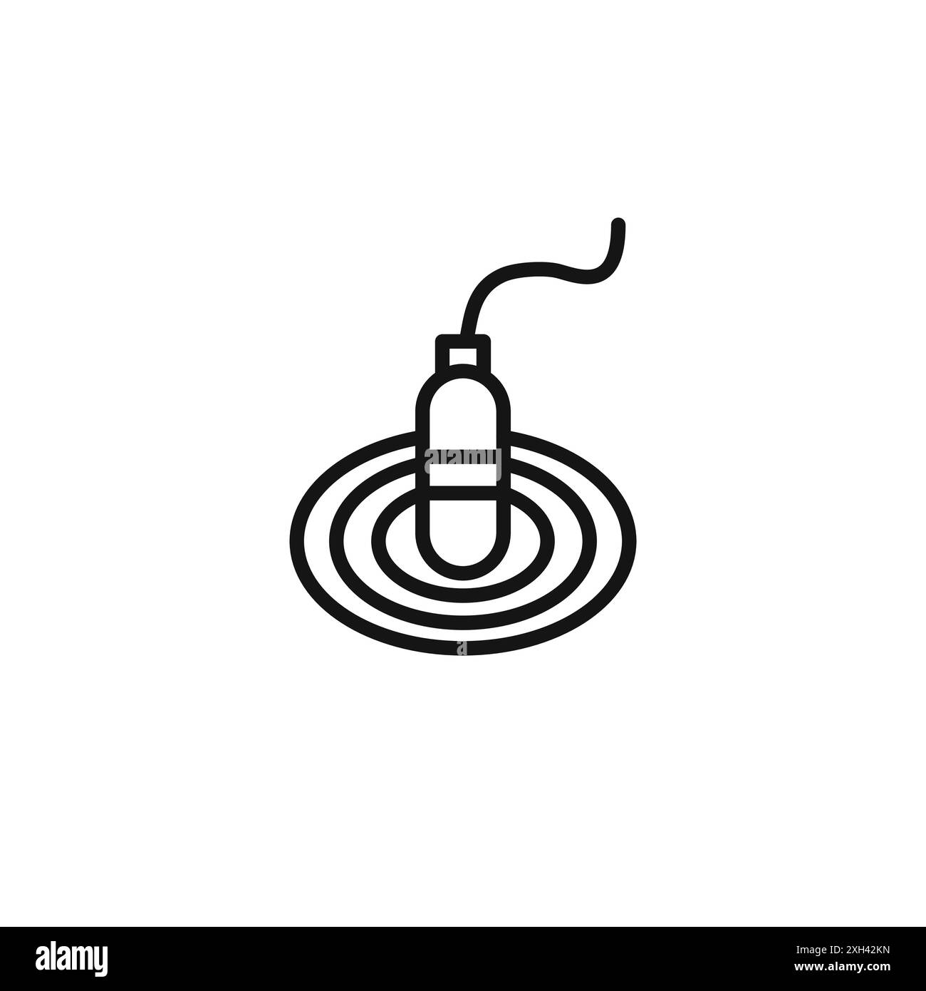 Fishing float in water icon logo sign vector outline in black and white ...
