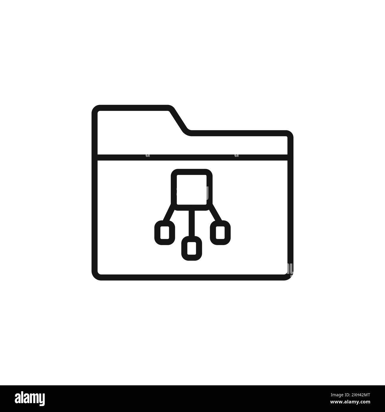 Folder With Tree Structure Icon Logo Sign Vector Outline In Black And White Color Stock Vector