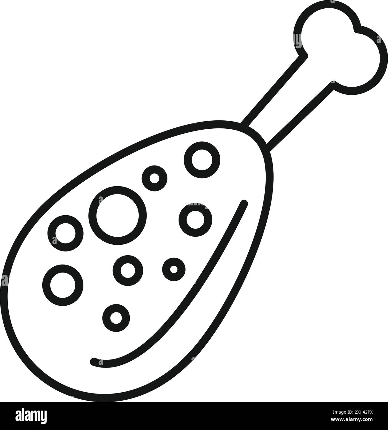 Simple line drawing of a cooked chicken leg, ideal for representing ...