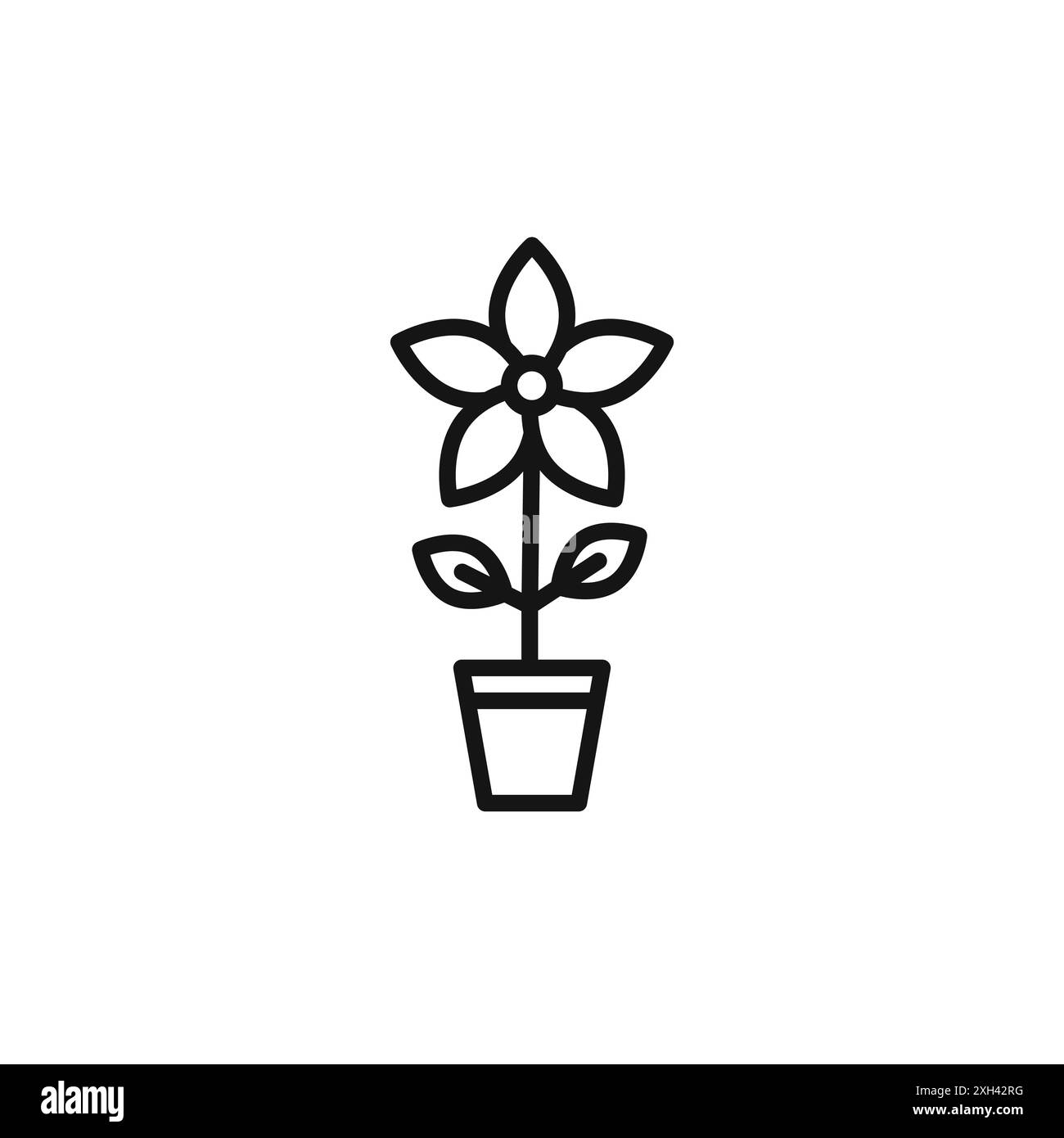 Flower in pot icon logo sign vector outline in black and white color ...