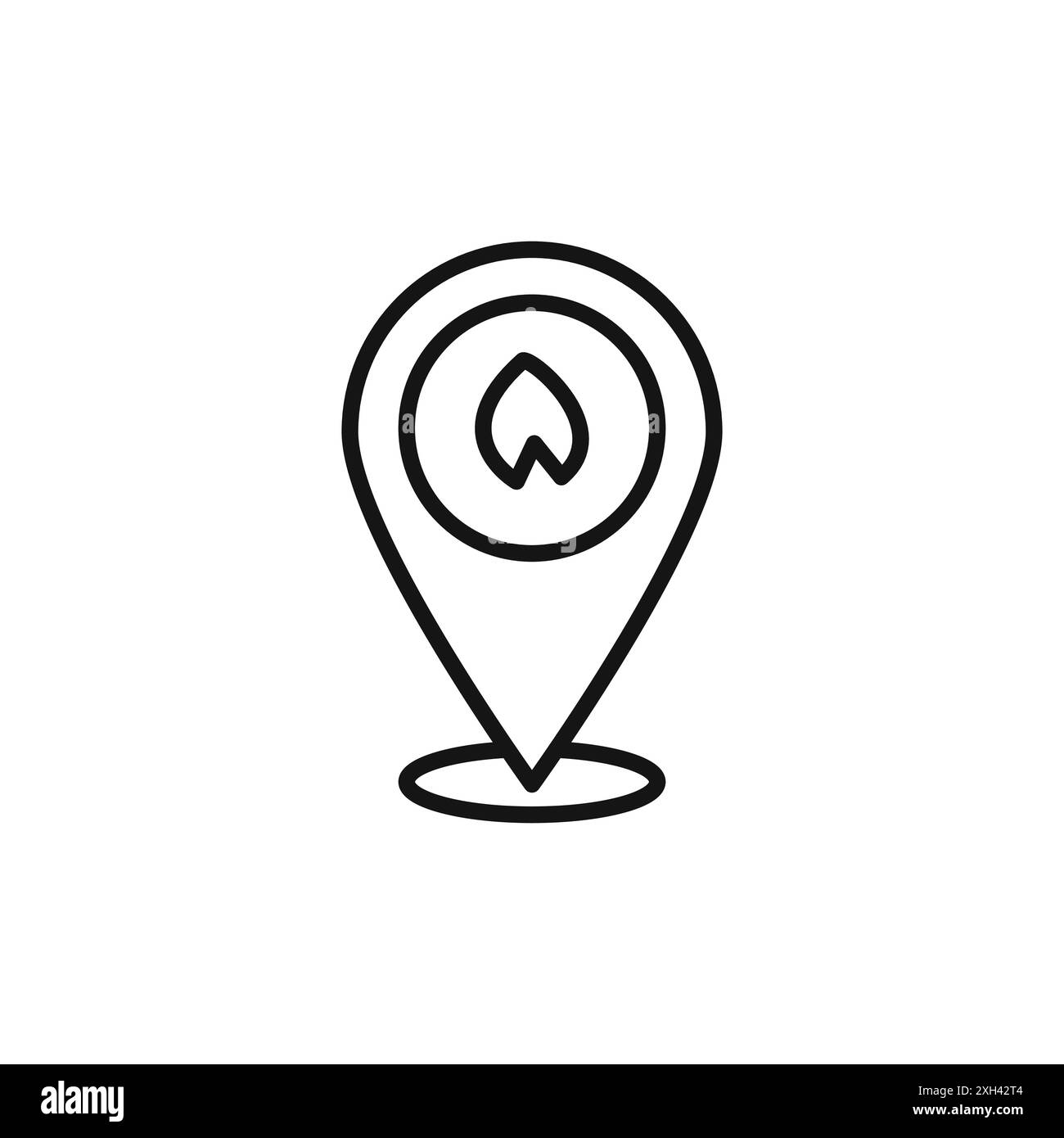 fire location icon logo sign vector outline in black and white color ...