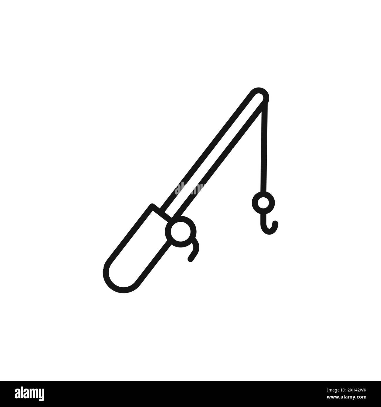fishing rod icon logo sign vector outline in black and white color ...