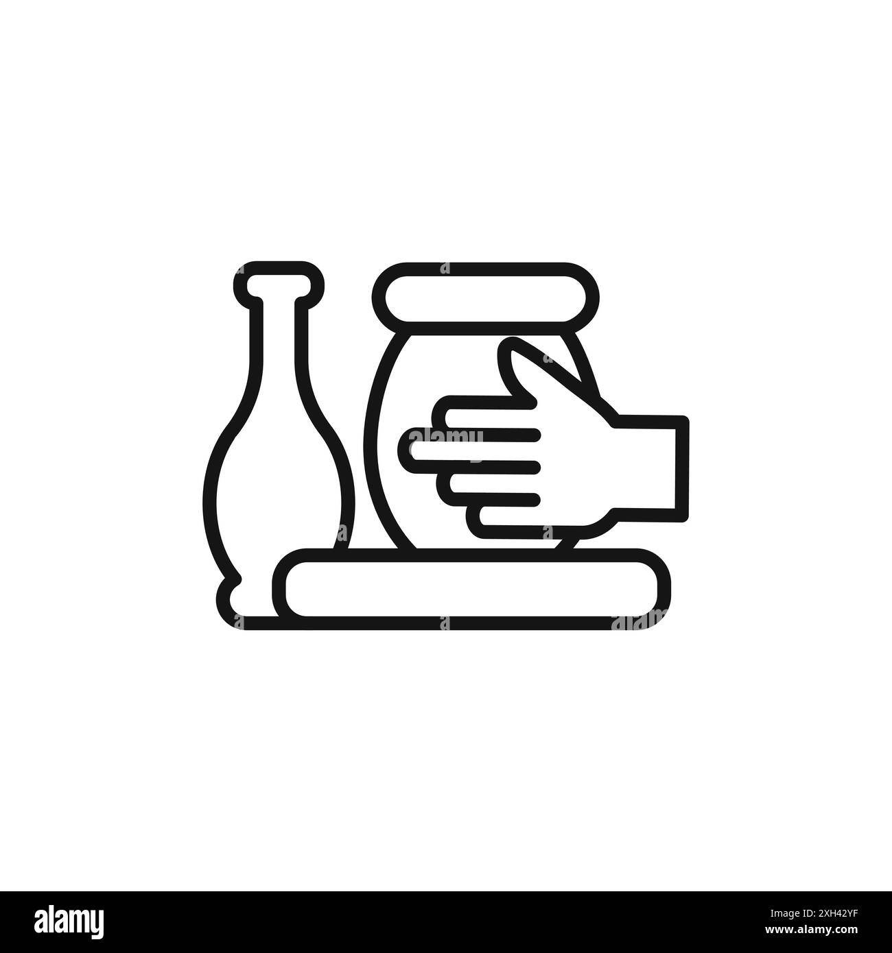 Handmade pottery icon logo sign vector outline in black and white color ...