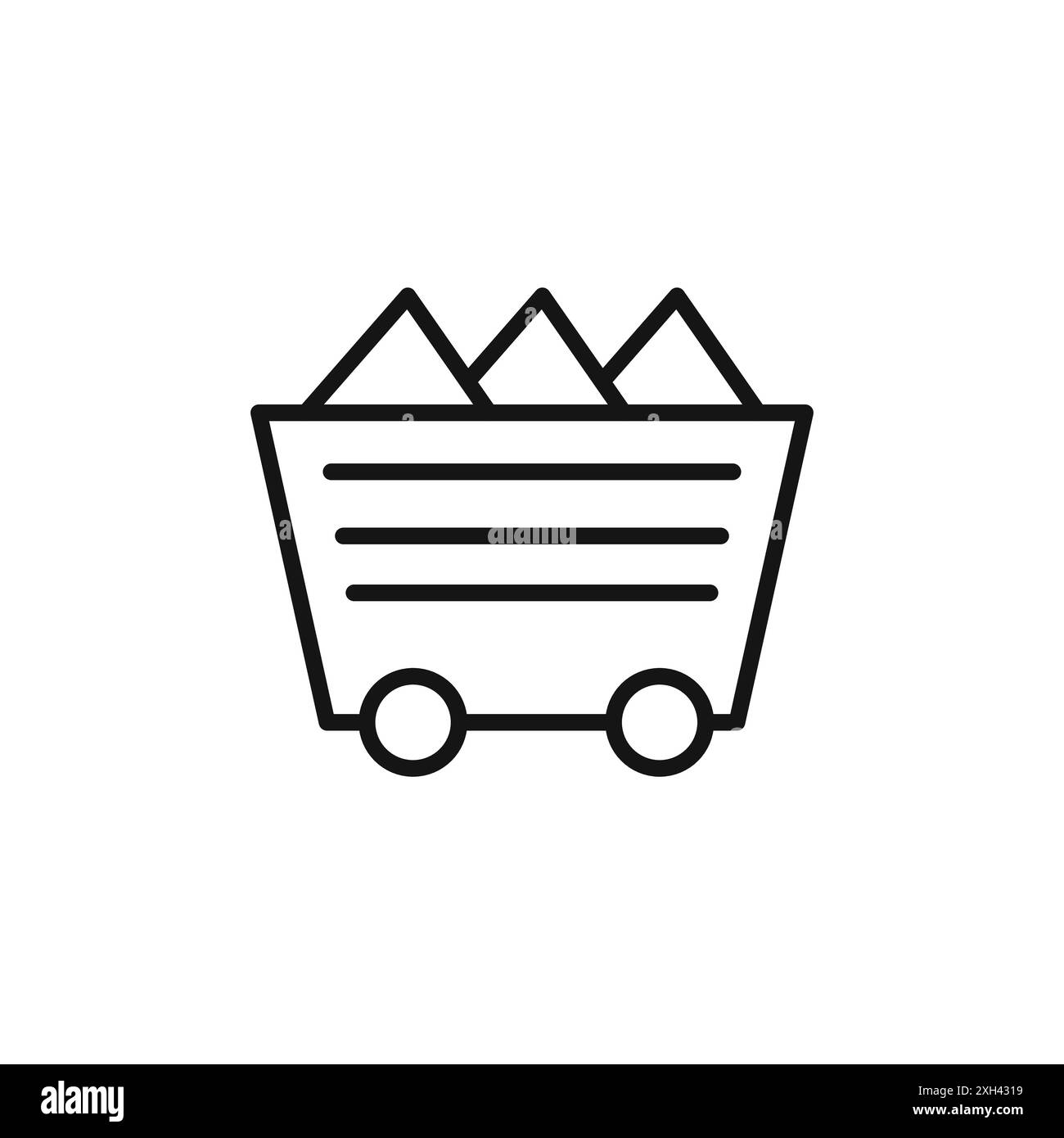 Mining Cart icon logo sign vector outline in black and white color ...