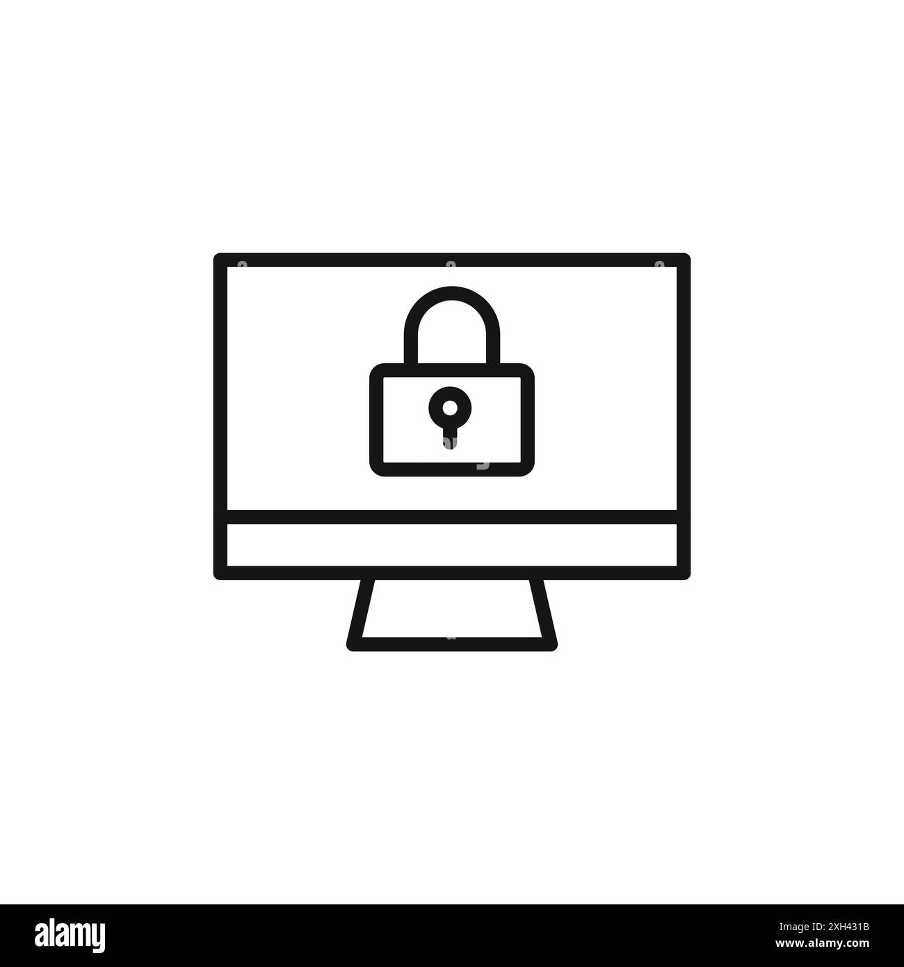 IOT security icon logo sign vector outline in black and white color ...
