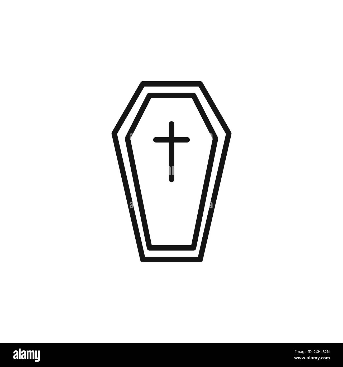Halloween coffin icon logo sign vector outline in black and white color ...