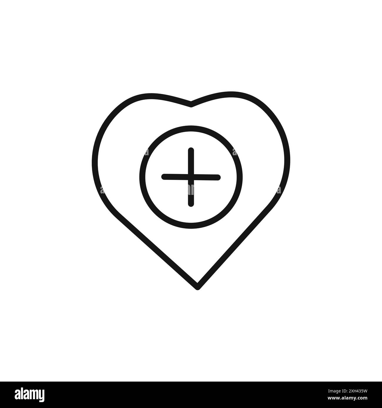 Heart plus icon logo sign vector outline in black and white color Stock Vector Image & Art - Alamy