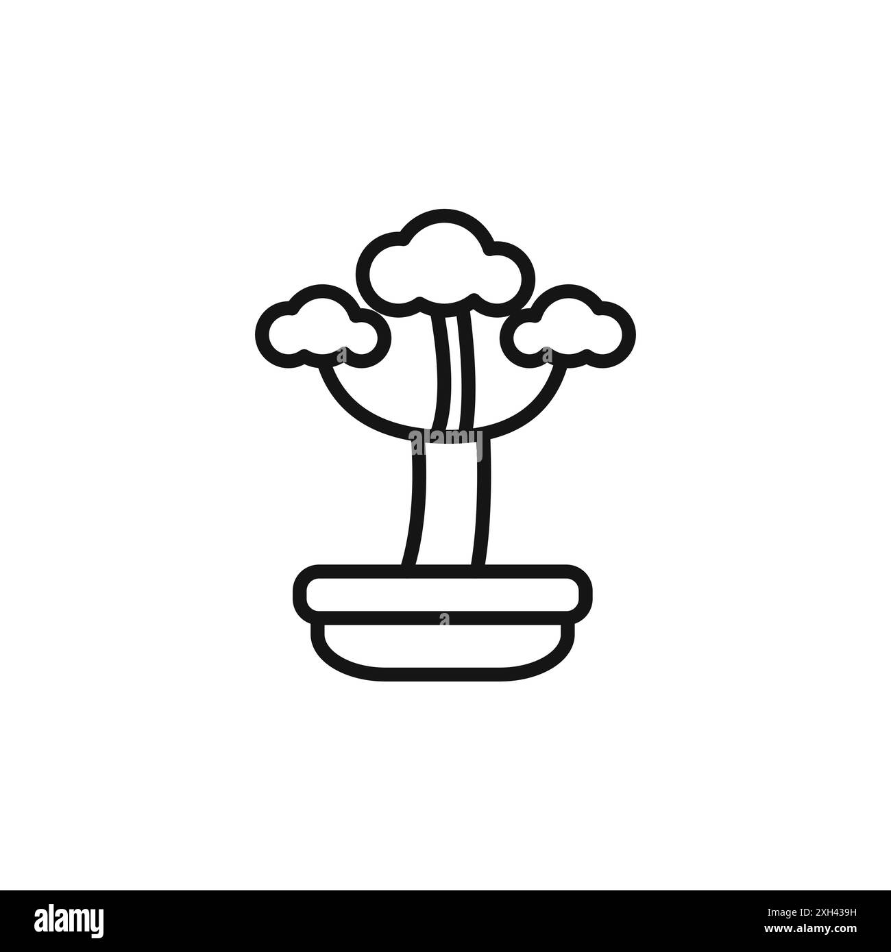 japanese bonsai icon logo sign vector outline in black and white color ...
