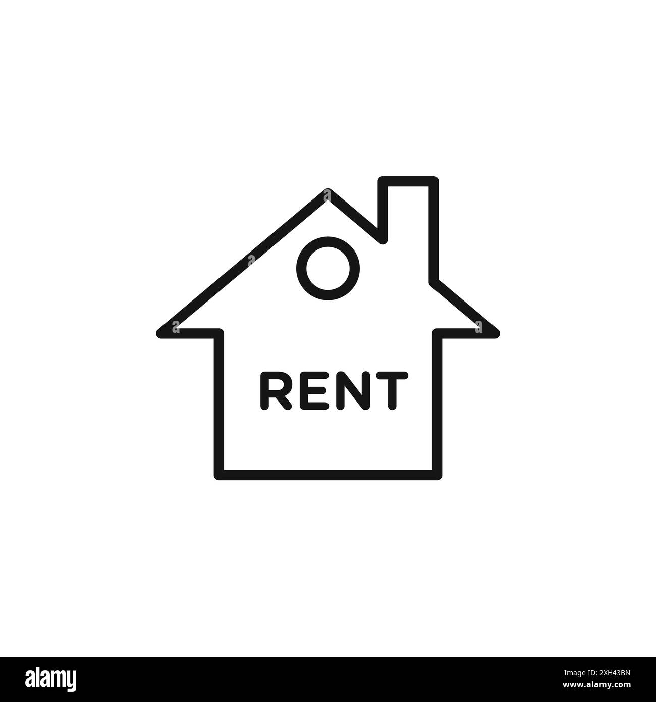 House rent icon logo sign vector outline in black and white color Stock ...