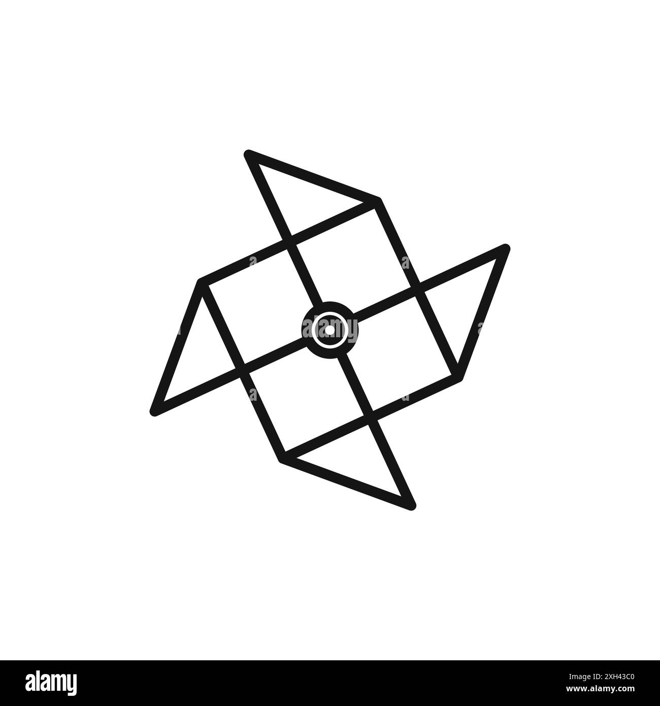 paper Windmill icon logo sign vector outline in black and white color ...