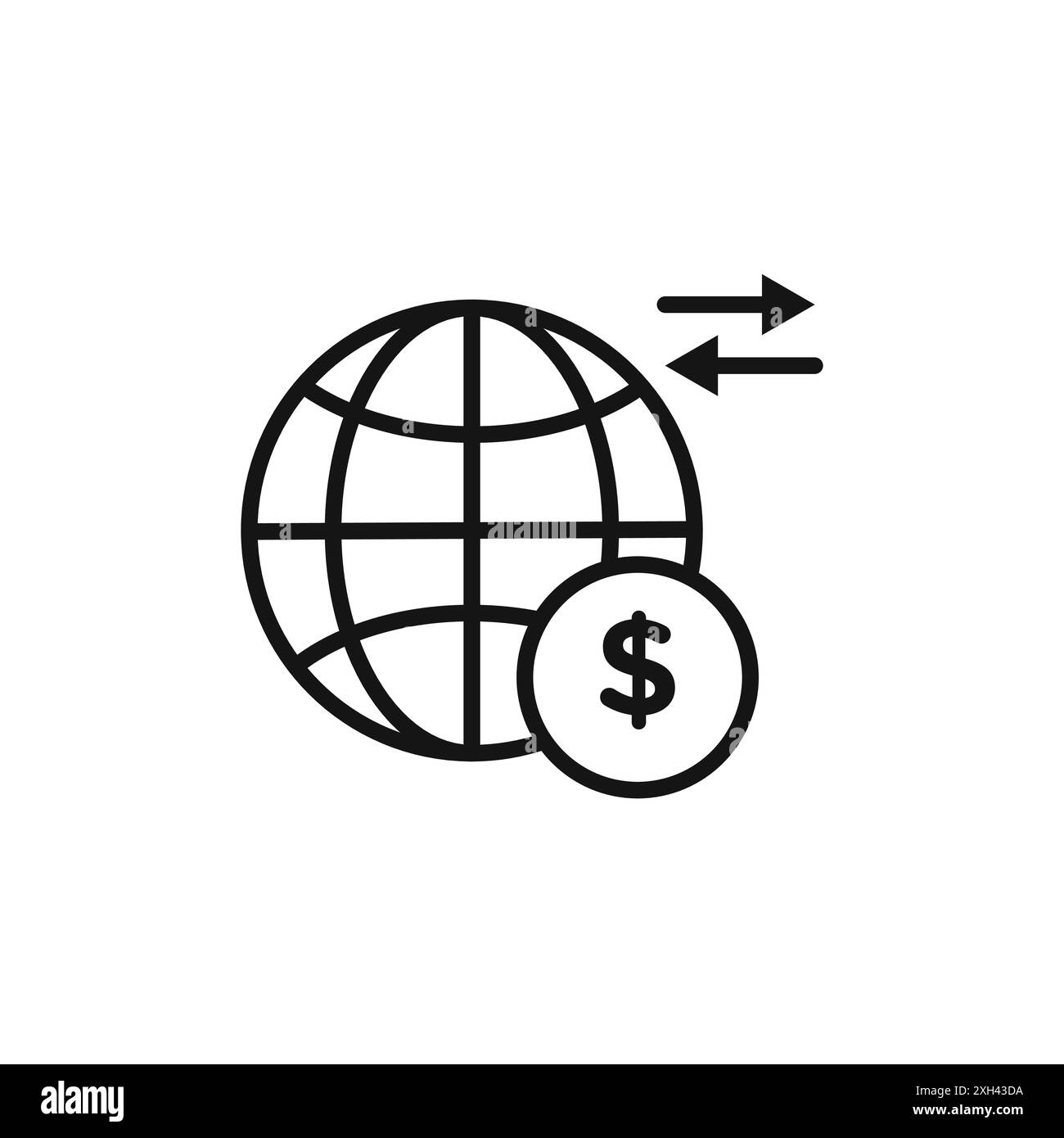 International money transfer icon logo sign vector outline in black and ...