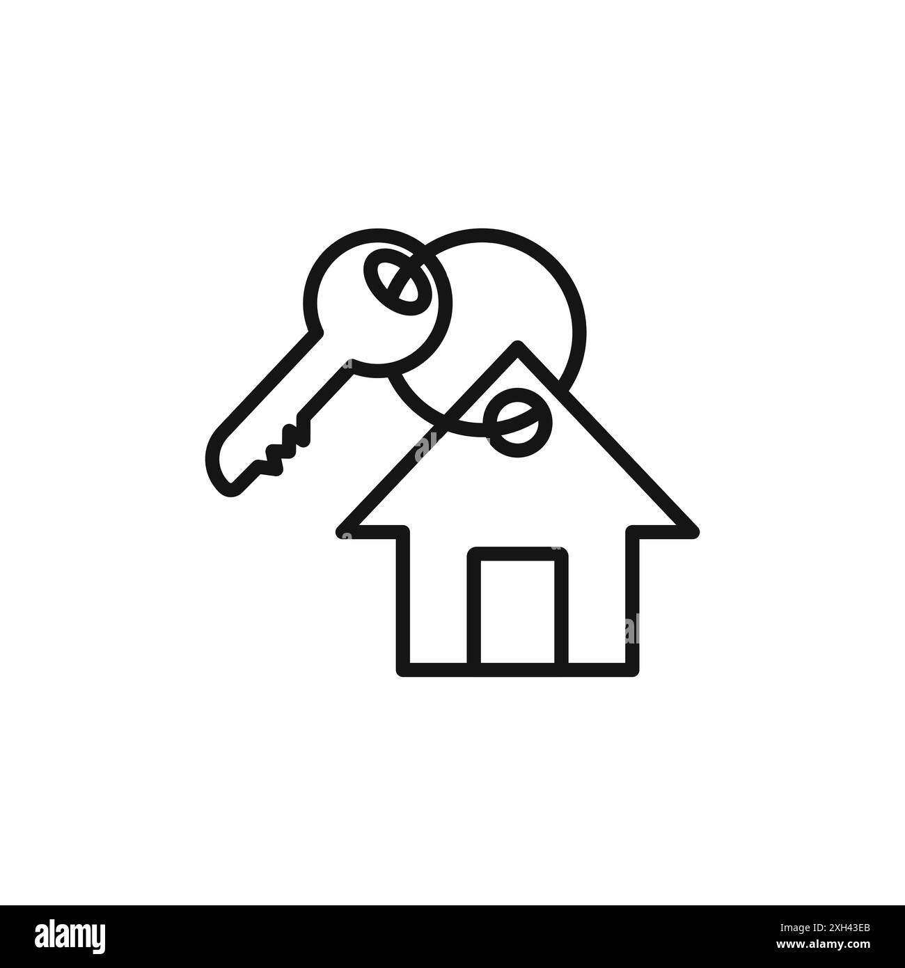 House key icon logo sign vector outline in black and white color Stock ...