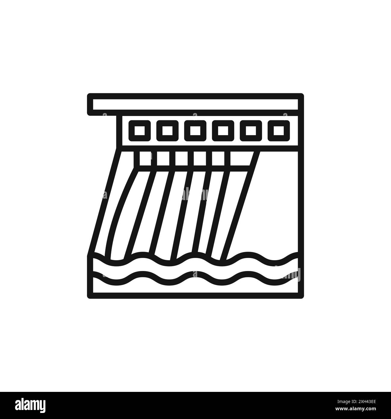 Hydroelectric dam icon logo sign vector outline in black and white ...
