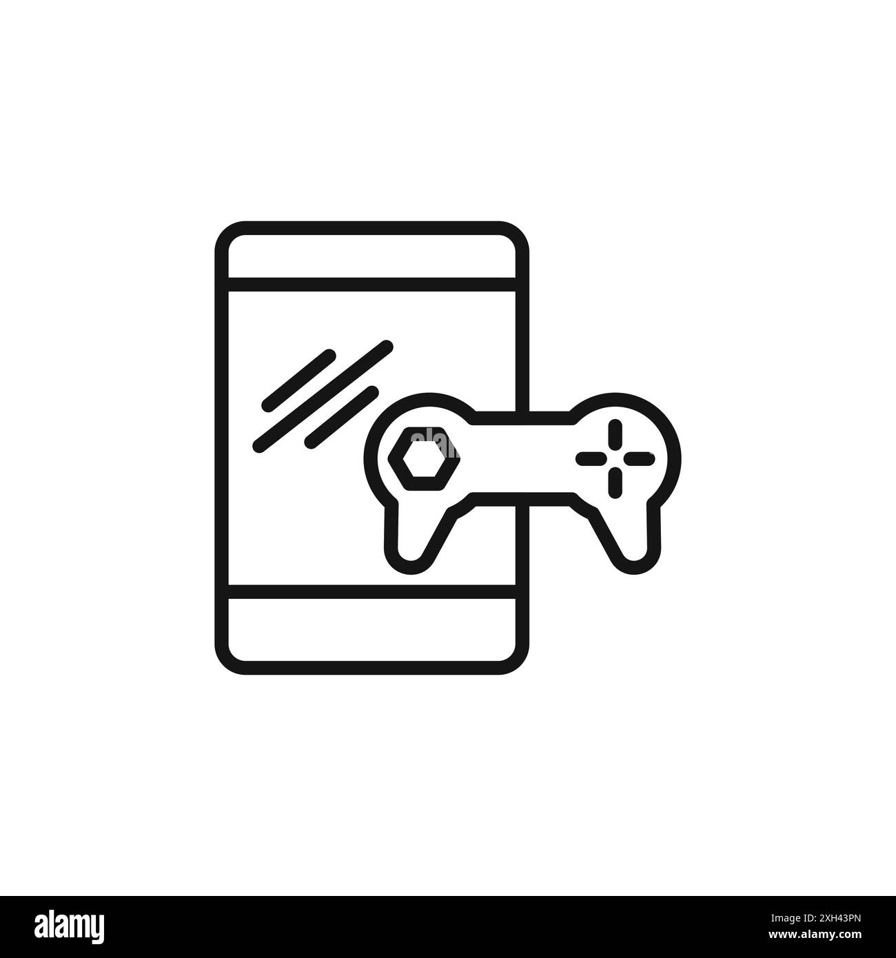 mobile phone game icon logo sign vector outline in black and white color Stock Vector Image ...