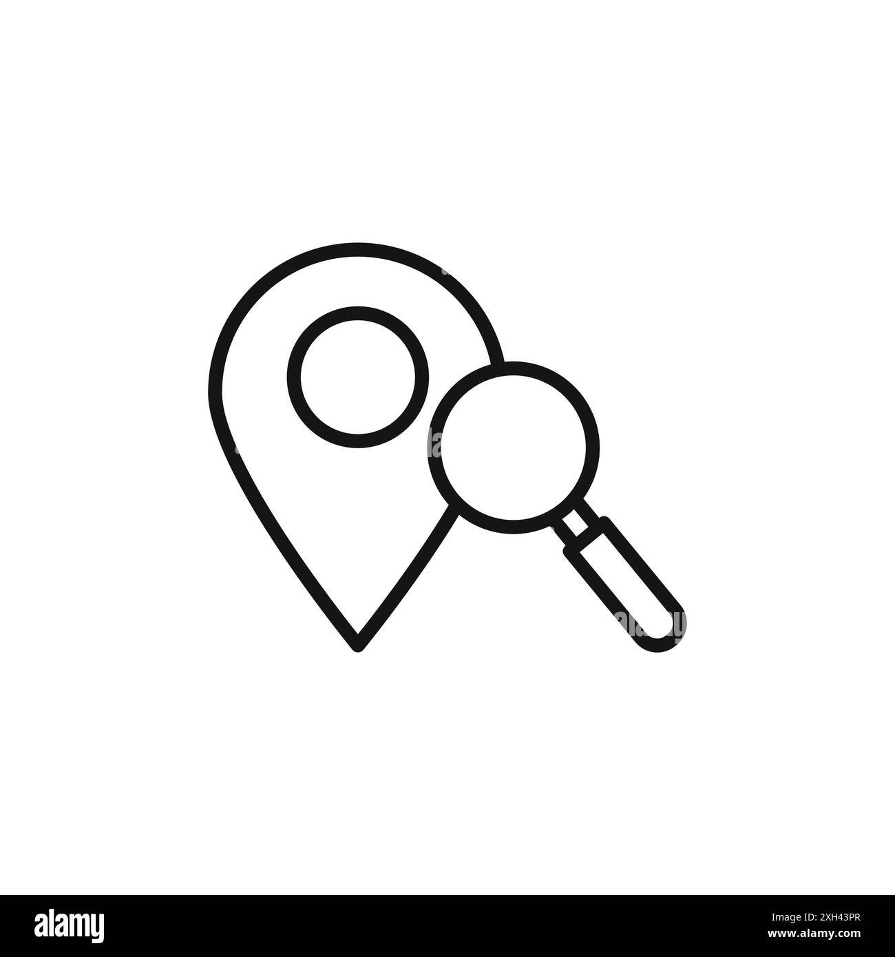Location search icon logo sign vector outline in black and white color ...