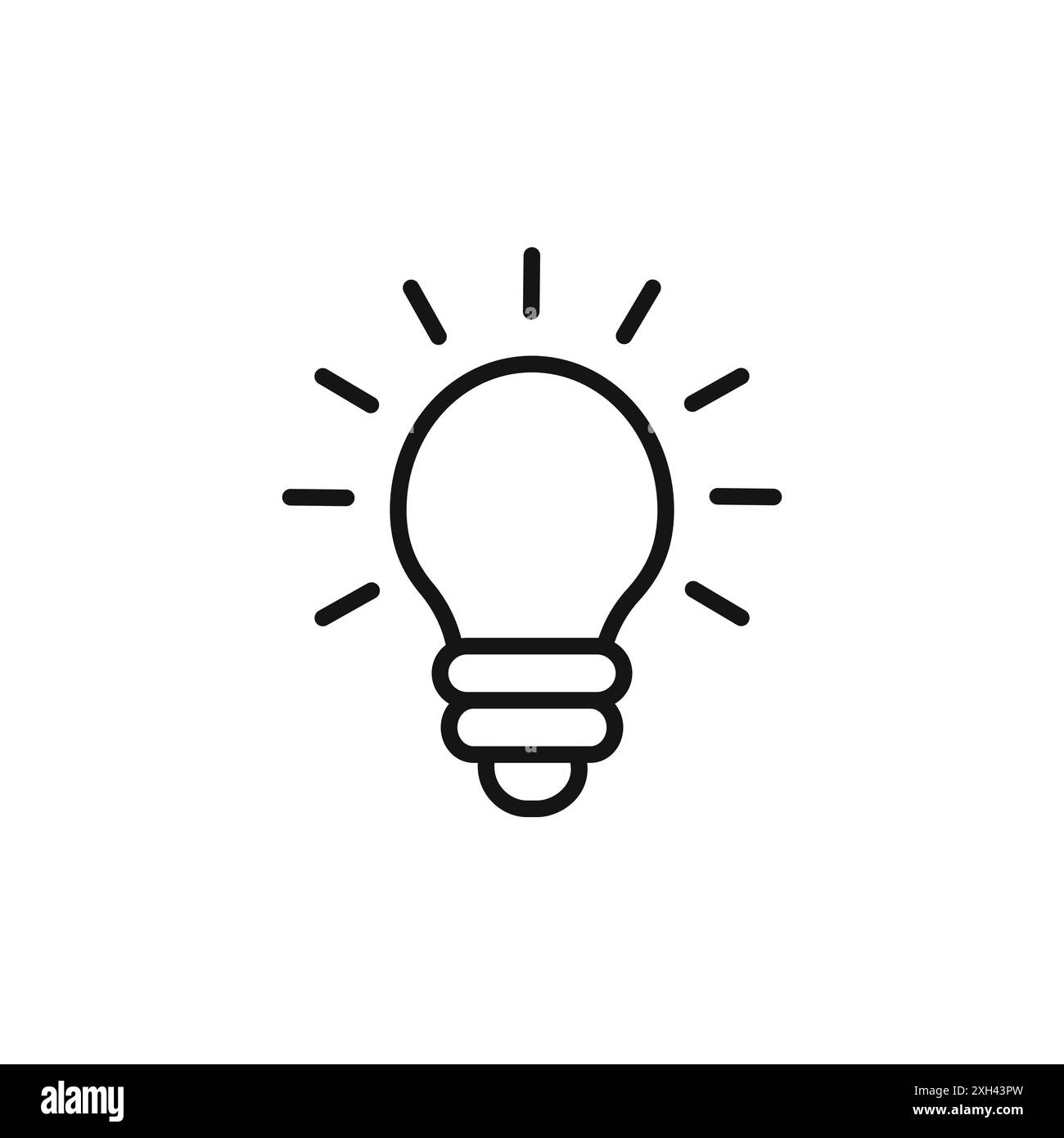 Lightbulb icon logo sign vector outline in black and white color Stock ...