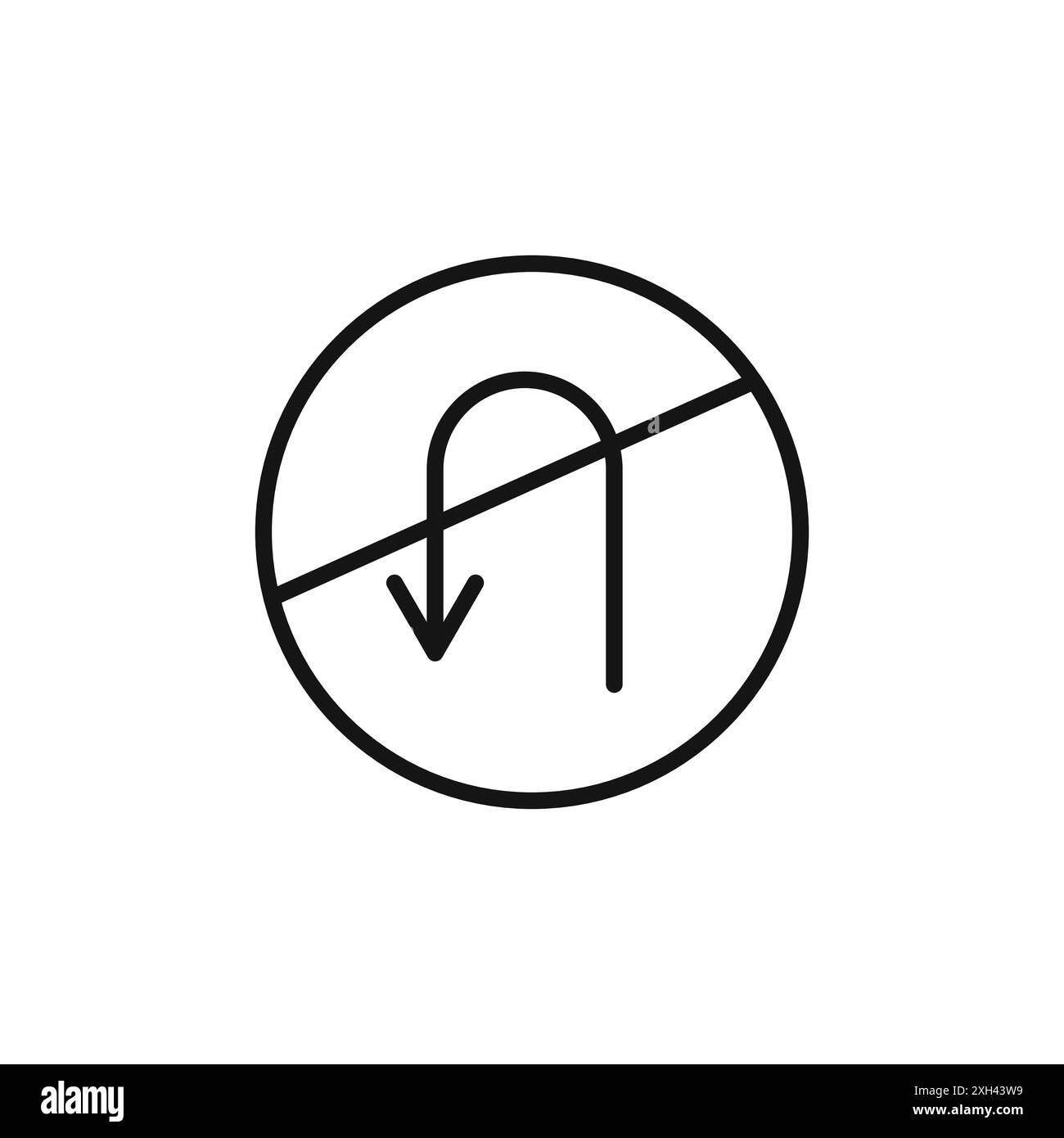 No U turn sign icon logo sign vector outline in black and white color Stock Vector Image & Art ...