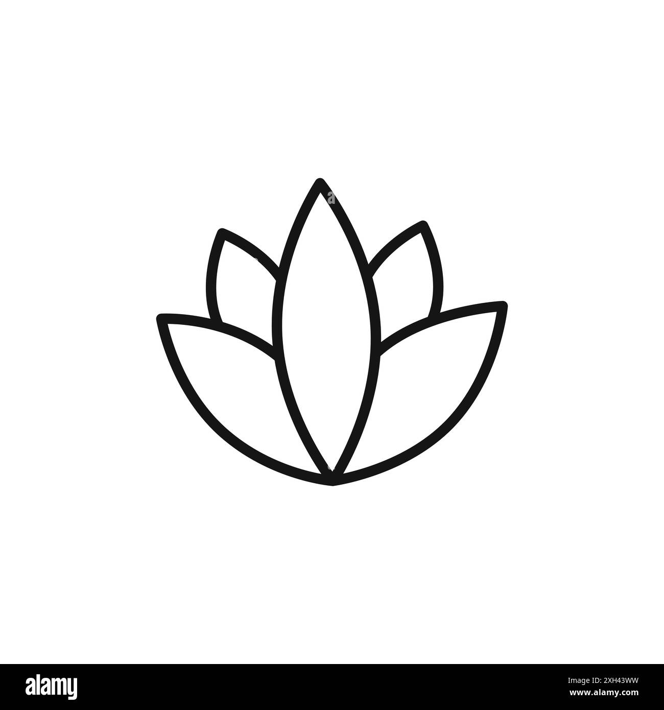Lotus Icon logo sign vector outline in black and white color Stock ...