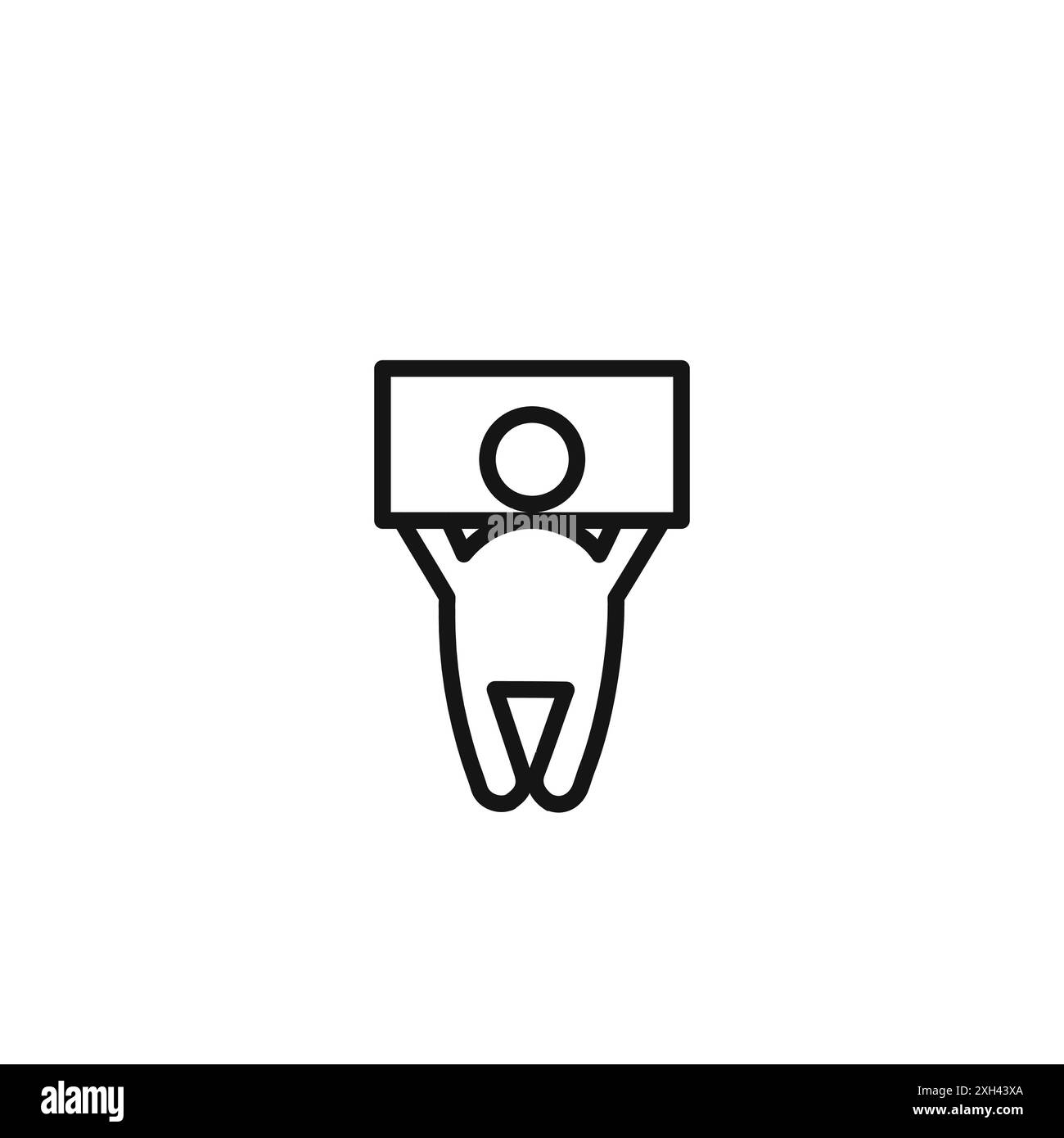 Man protests with a poster icon logo sign vector outline in black and ...