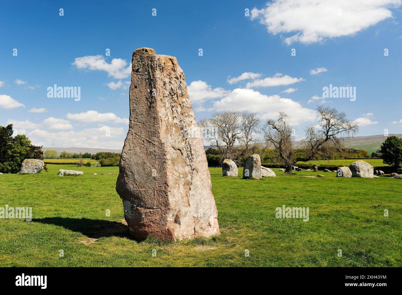 Prehistoric Neolithic standing stone circle Long Meg and Her Daughters ...