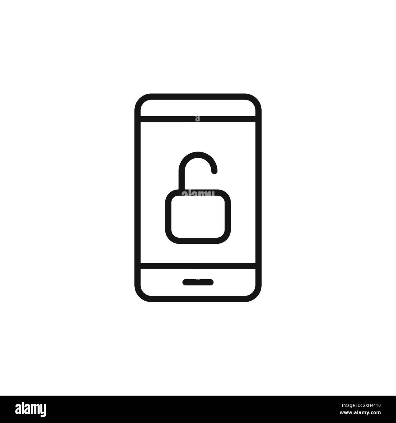 Mobile Unlock icon logo sign vector outline in black and white color ...