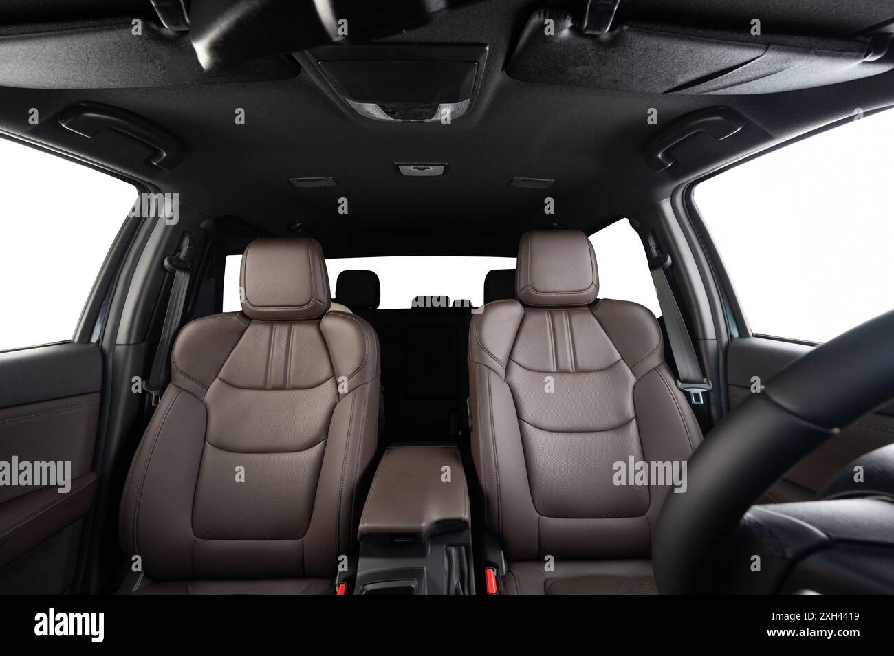 Elegant dark car clean intrior with white isolated windows Stock Photo ...