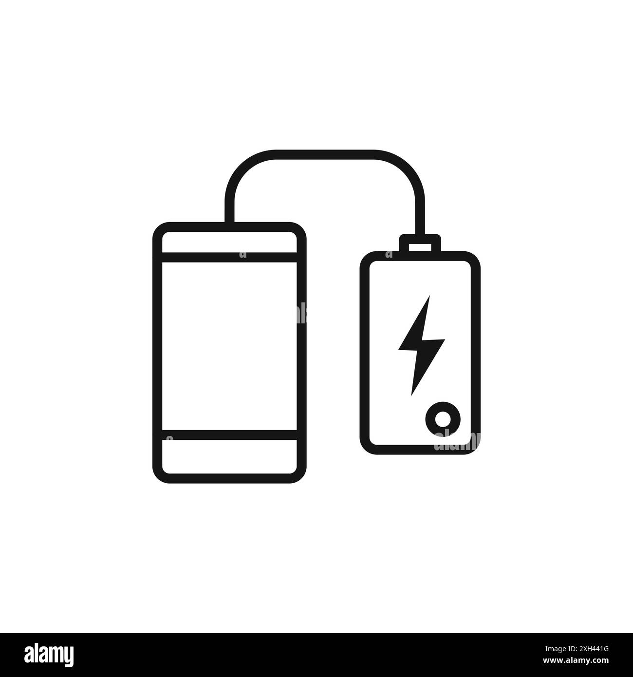 Mobile Charging with Power Bank Icon logo sign vector outline in black ...
