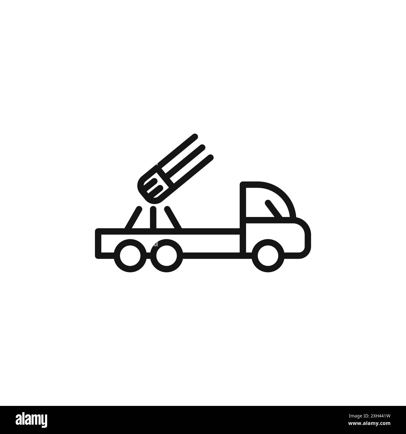 Missile Launcher icon logo sign vector outline in black and white color ...
