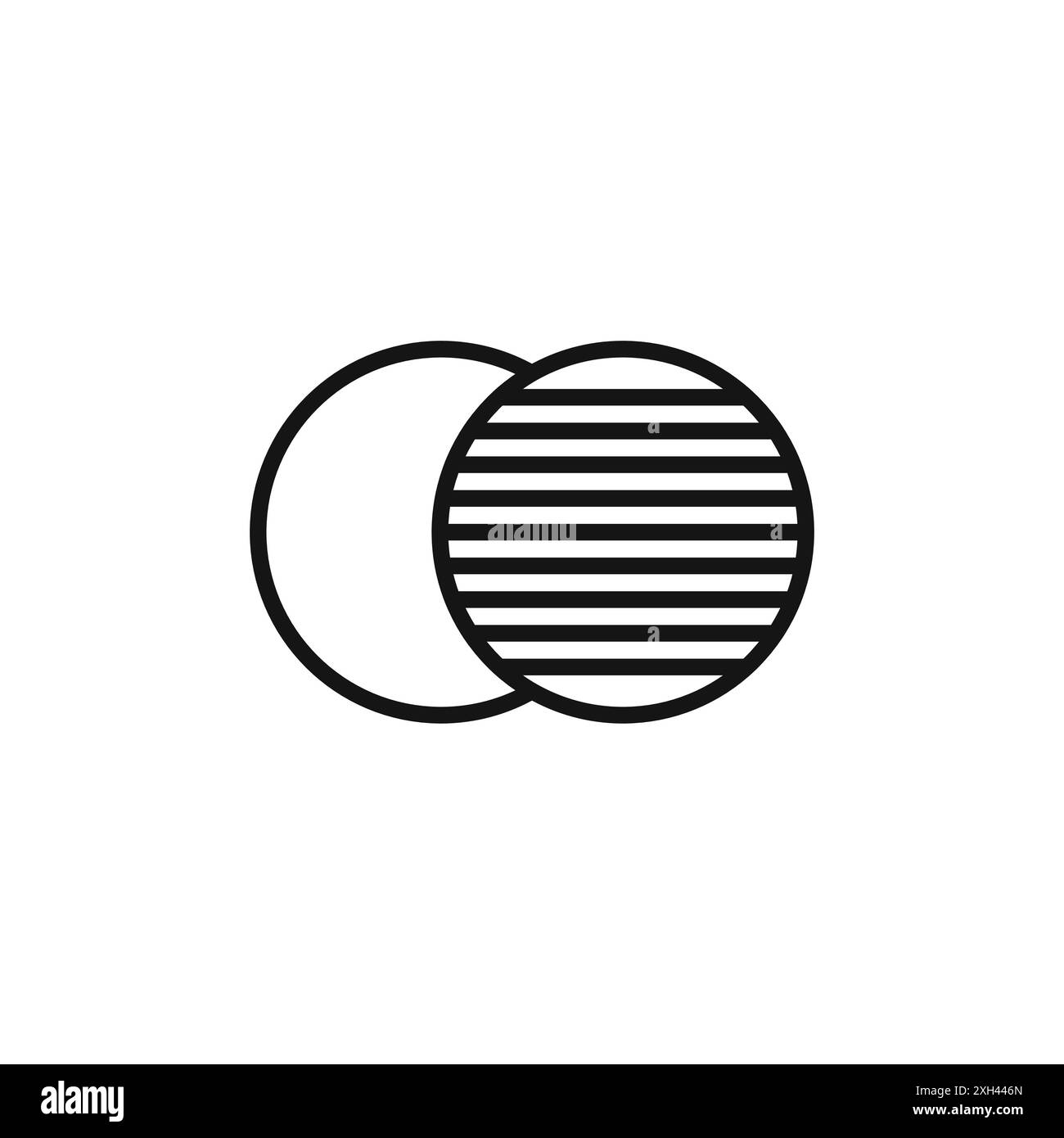 Overlapping icon logo sign vector outline in black and white color ...