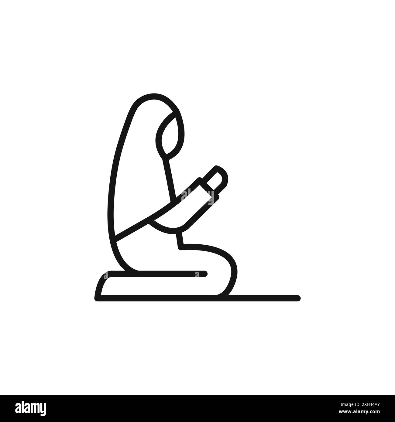 Praying Muslim Woman in Hijab icon logo sign vector outline in black ...