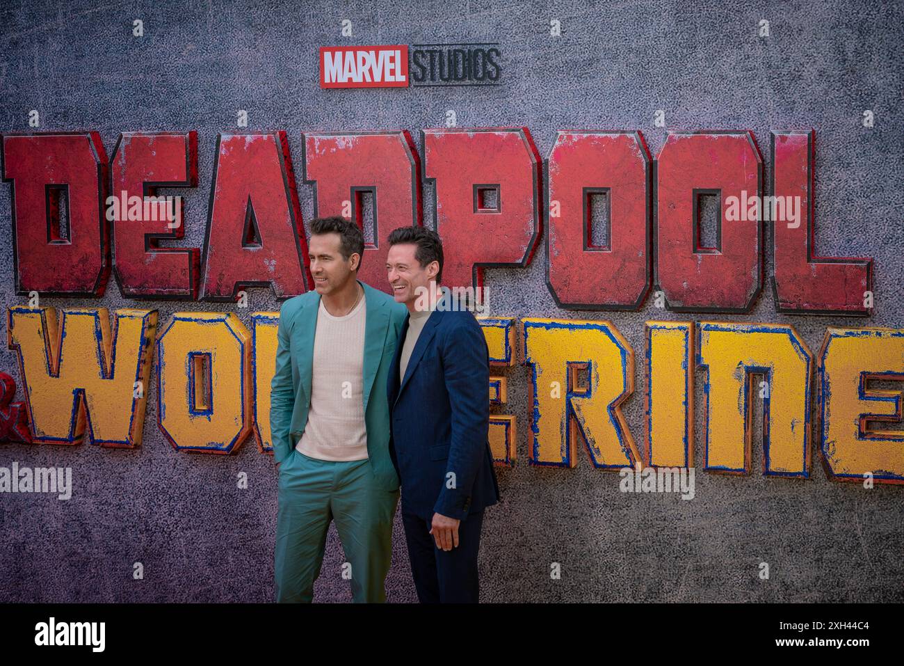 London, UK. 11th July 2024. Cast members Ryan Reynolds (L) and Hugh ...