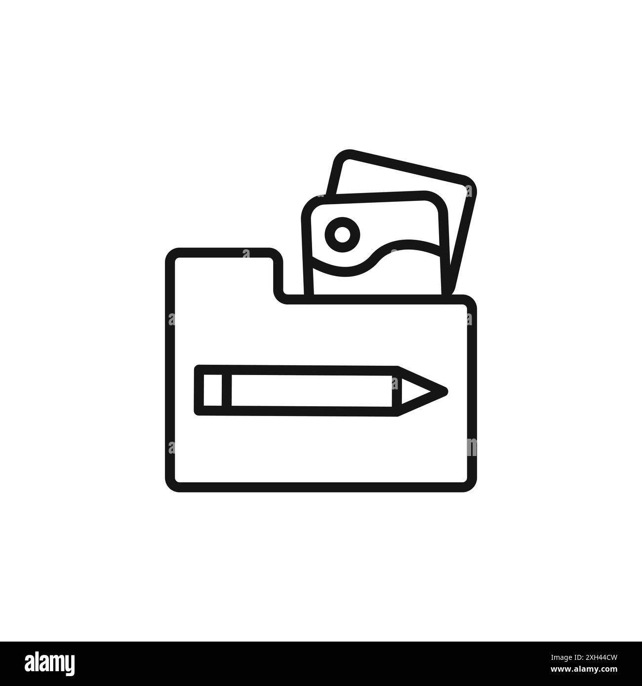 Portfolio icon logo sign vector outline in black and white color Stock ...