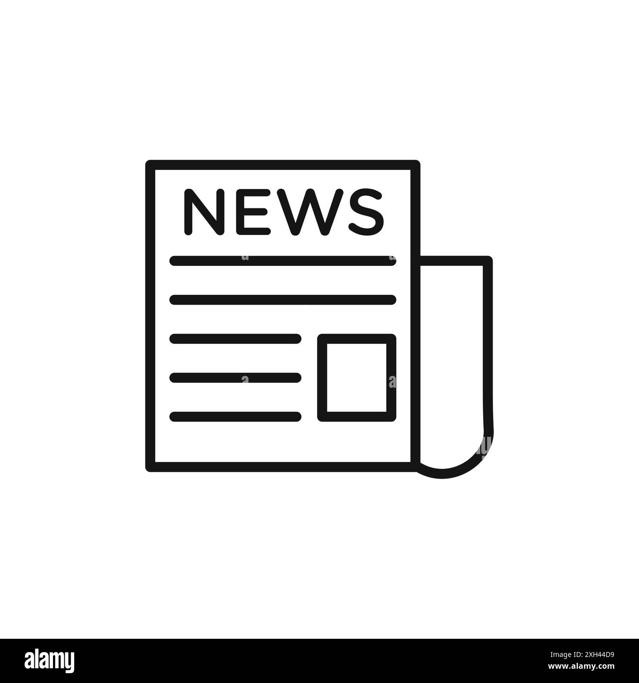 Newspaper icon logo sign vector outline in black and white color Stock ...