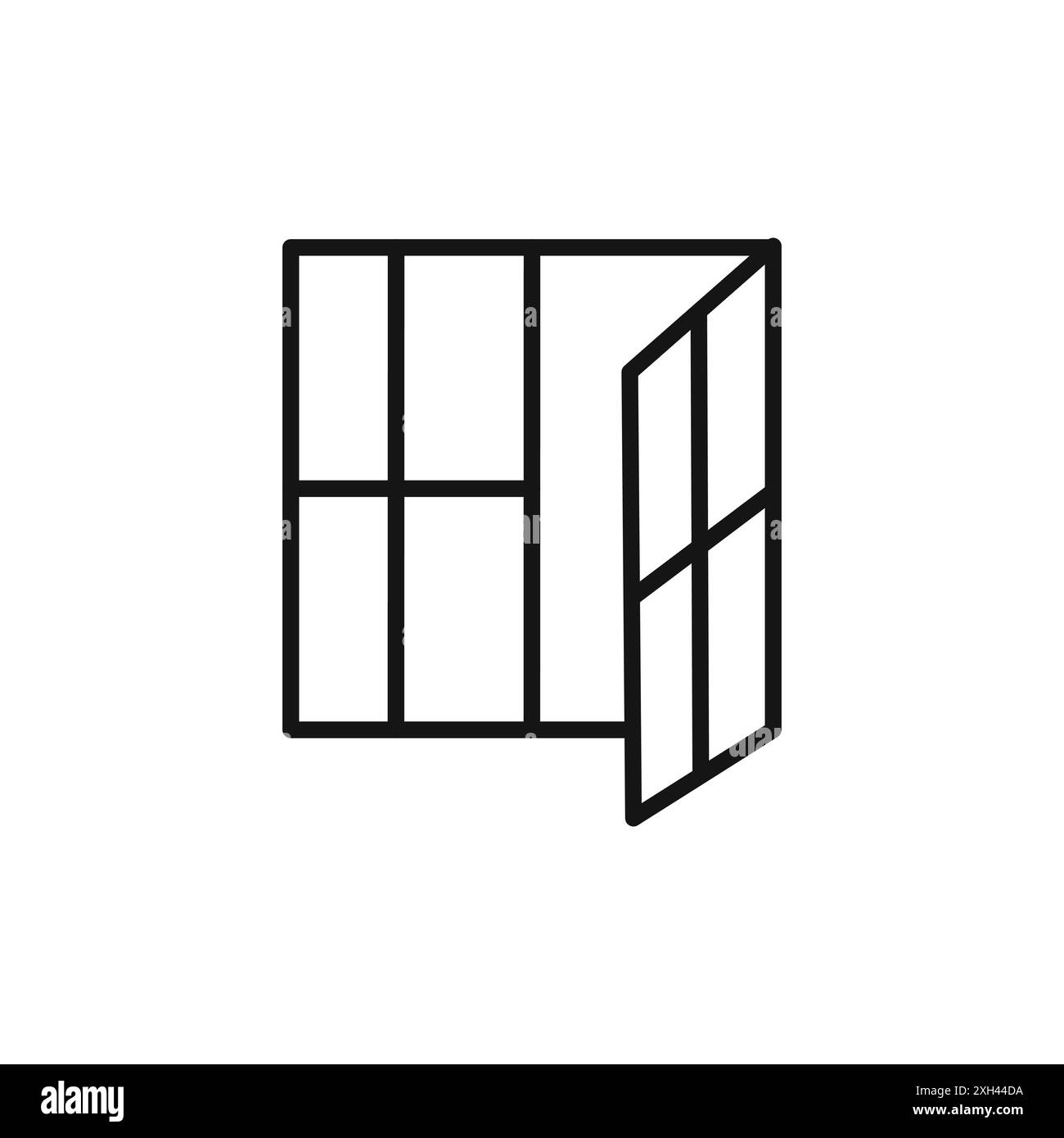 Open windows icon logo sign vector outline in black and white color ...