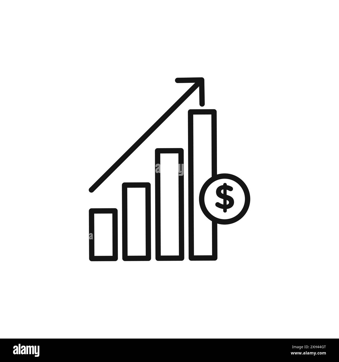 Rise price icon logo sign vector outline in black and white color Stock ...