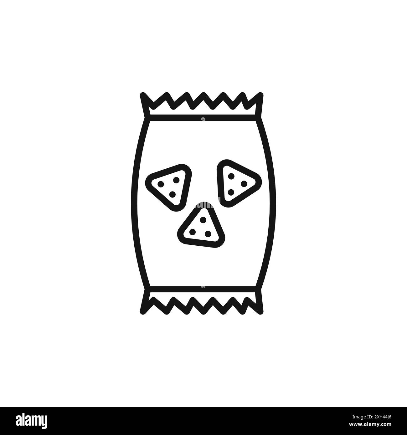 Potato chips Snacks bag icon logo sign vector outline in black and ...